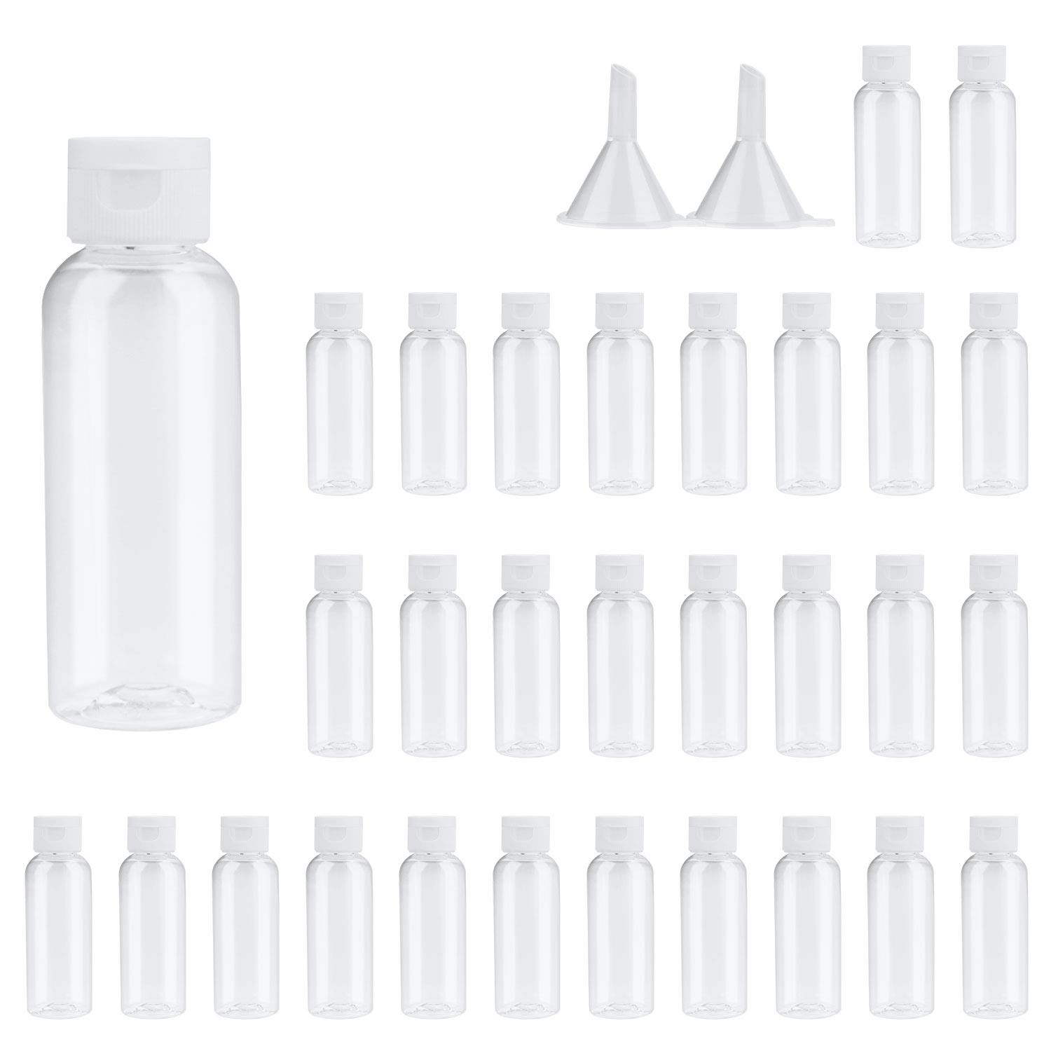 Woaiwo-q Travel Bottles TSA Approved,2 oz Plastic Bottles Small Squeeze Bottles Leak Proof Silicone Travel Size Containers with Flip Cap (30 Bottles)