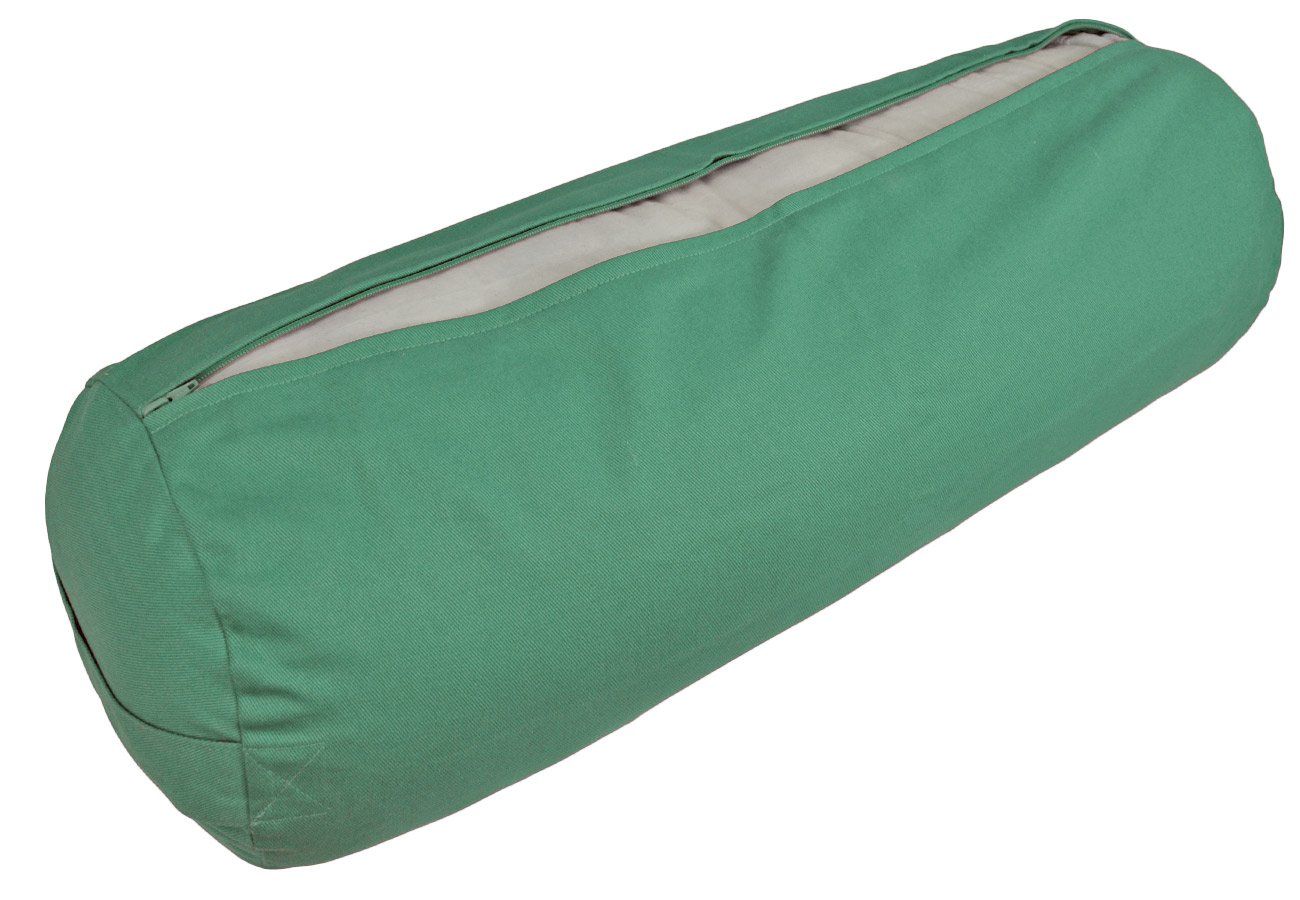YogaAccessories Cover for Round Cotton Yoga Bolster - Green