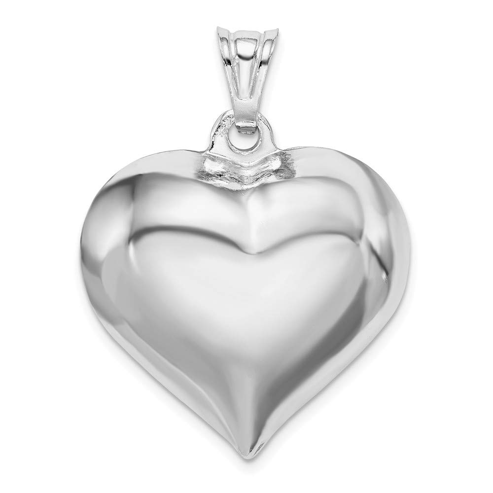 Sonia Jewels 925 Sterling Silver Puffed Heart Pendant Charm - 29mm x 28mm
