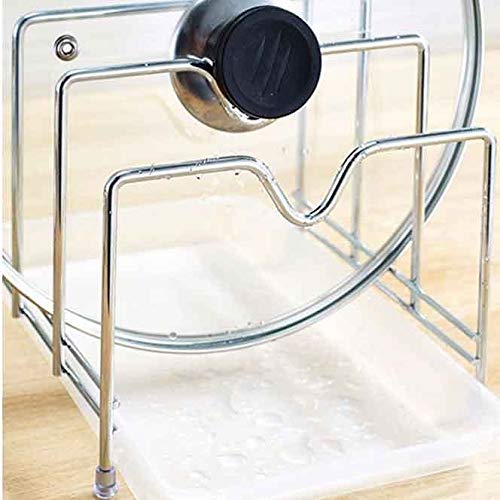 WUDILU Multi-Layer Kitchen Shelf Pot Lid Rack Organizer Stand for Lids Pan & Cutting Board Holder Storage Stainless Steel Dish Rack