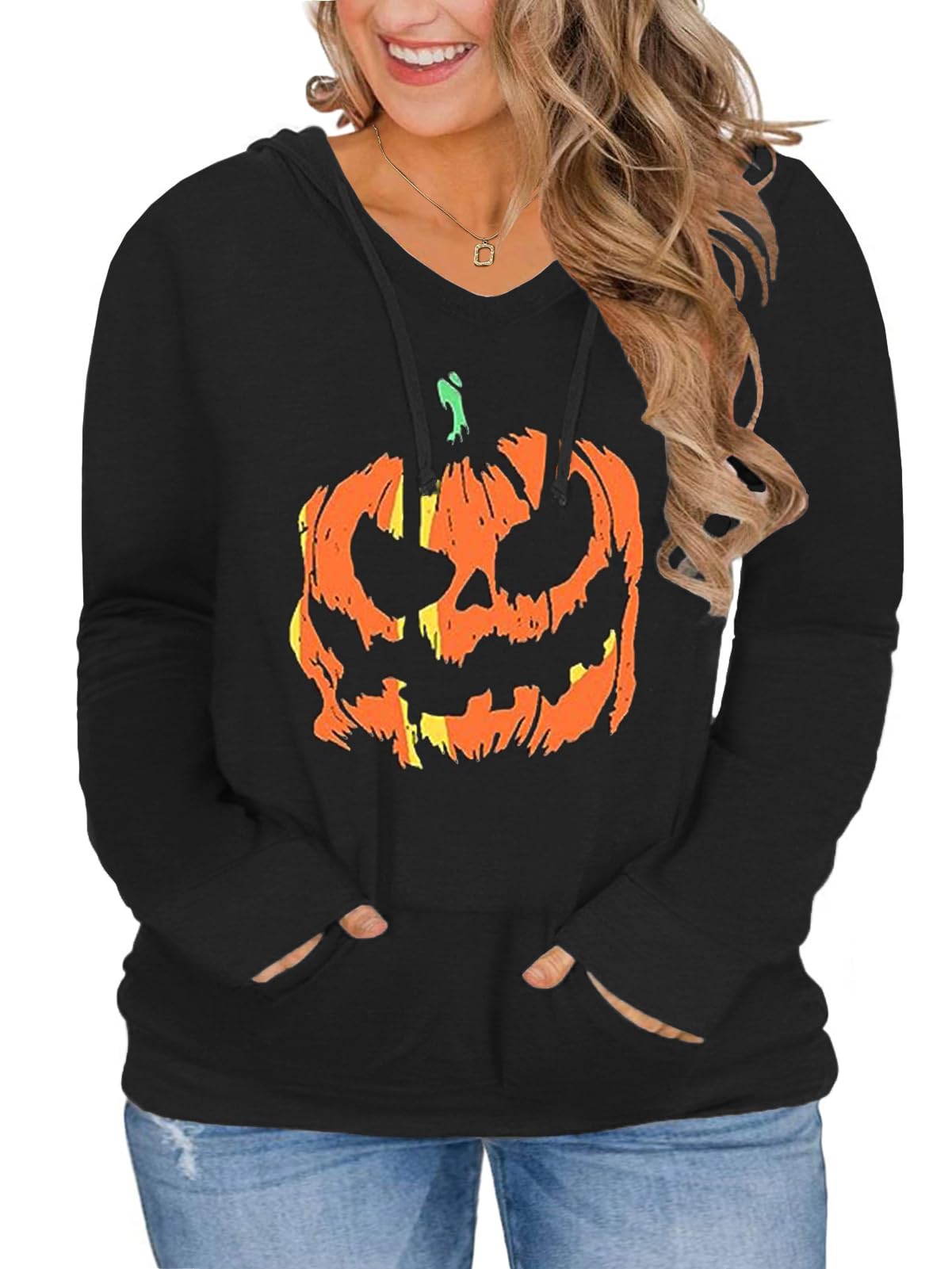 VISLILY Women's Plus Size Tops 2X Long Sleeve Hoodie Sweatshirts BLOR 20W