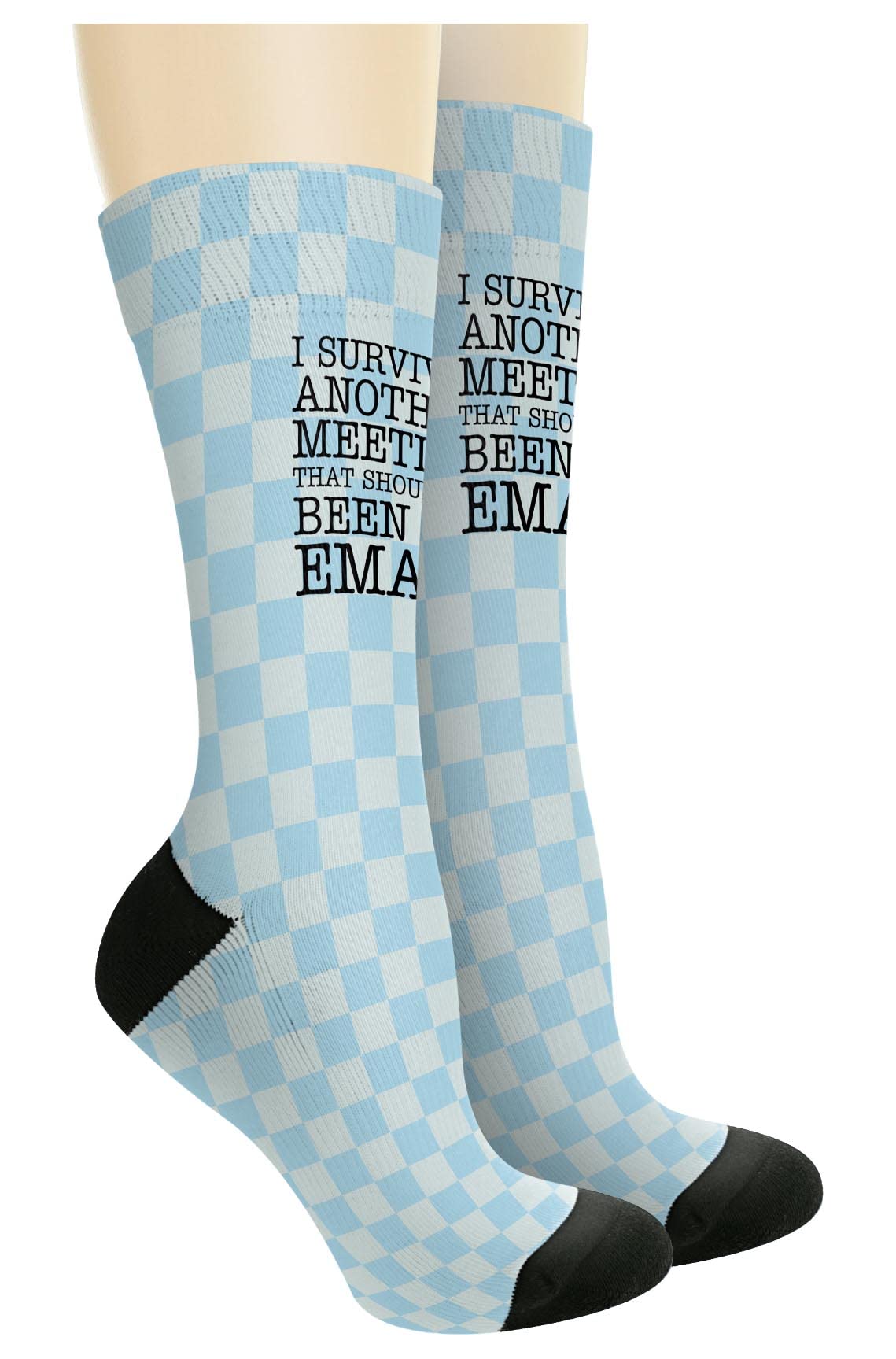 ThisWear Funny Office Gifts For Women I Survived Another Meeting That Should Have Been An Email 1-Pair Novelty Crew Socks
