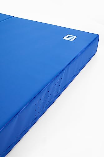 We Sell Mats 4 Inch thick Bifolding Gymnastics Crash Landing Mat Pad, Safety for Tumbling, Back Handspring Training and Cheerleading, 4 ft x 4 ft, Blue