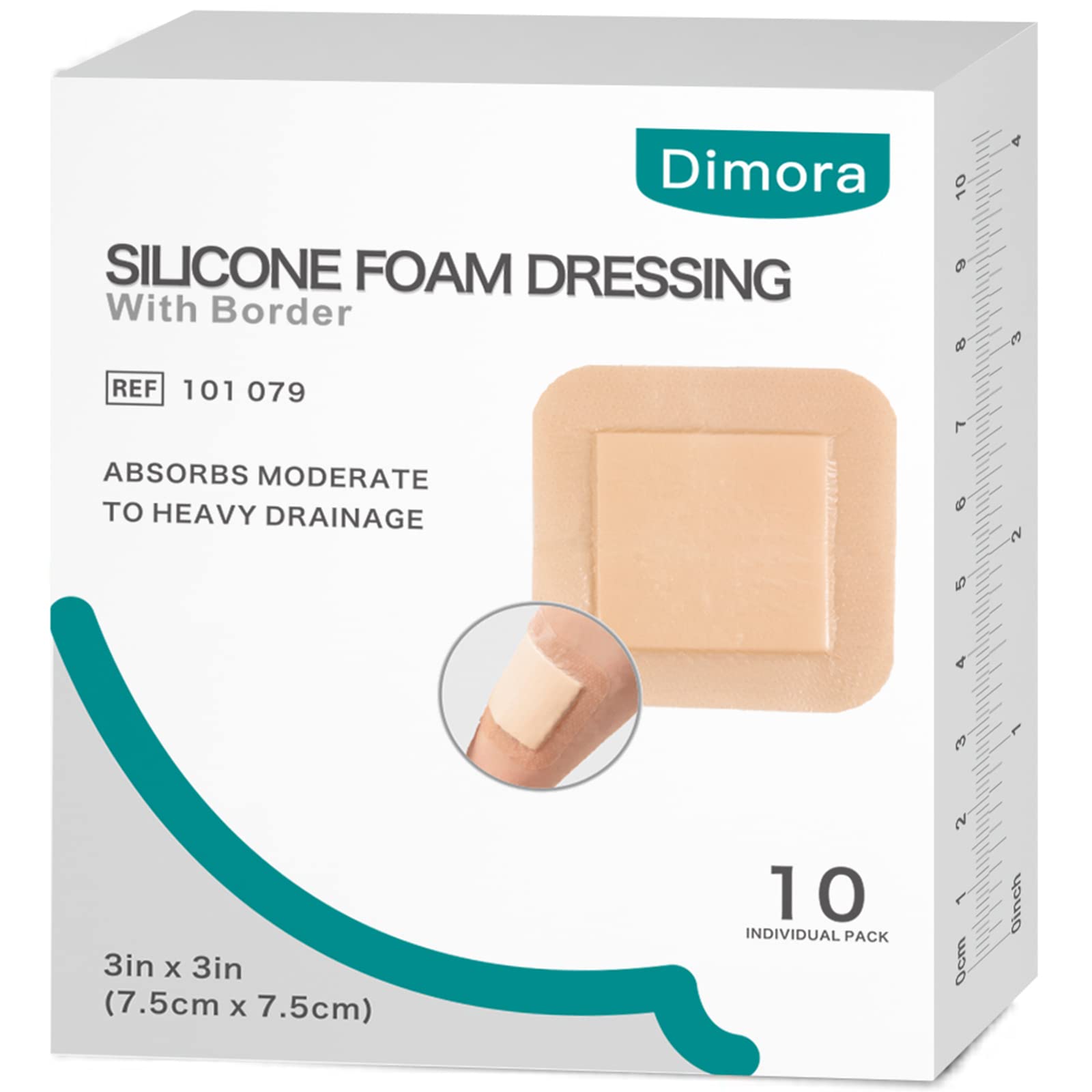 Silicone Foam Dressing with Border Adhesive 3"x3" 10 Pack& Silver Calcium Alginate Wound Dressing Pads, 4'' x 4'' Patches, 5 Individual Pack