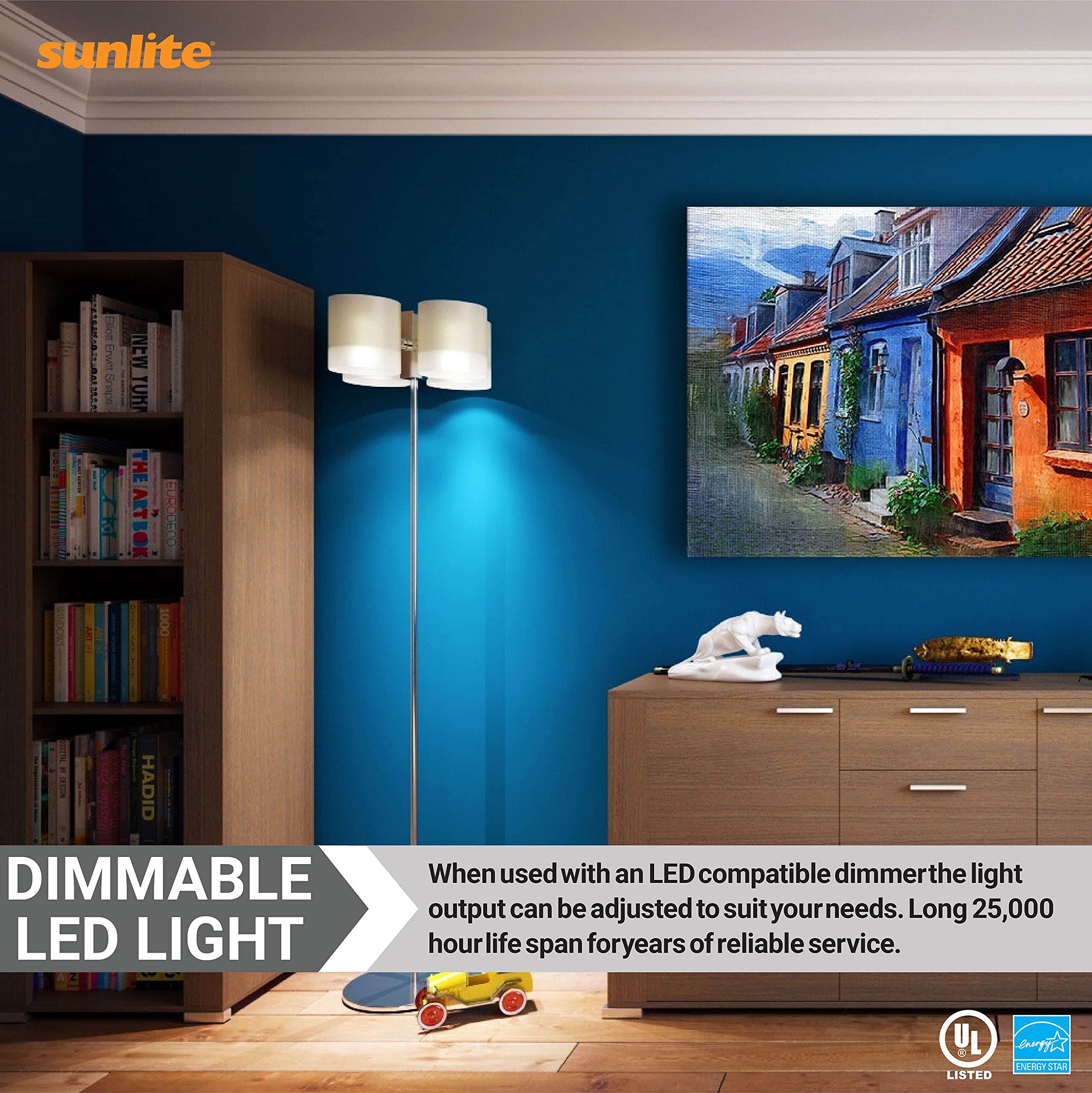 Sunlite 80809 LED A19 Light Bulb, 15 Watts (100W Equivalent), 1600 Lumens, Medium E26 Base, Dimmable, UL Listed, Energy Star, Frost, 5000K Super White, 1 Pack