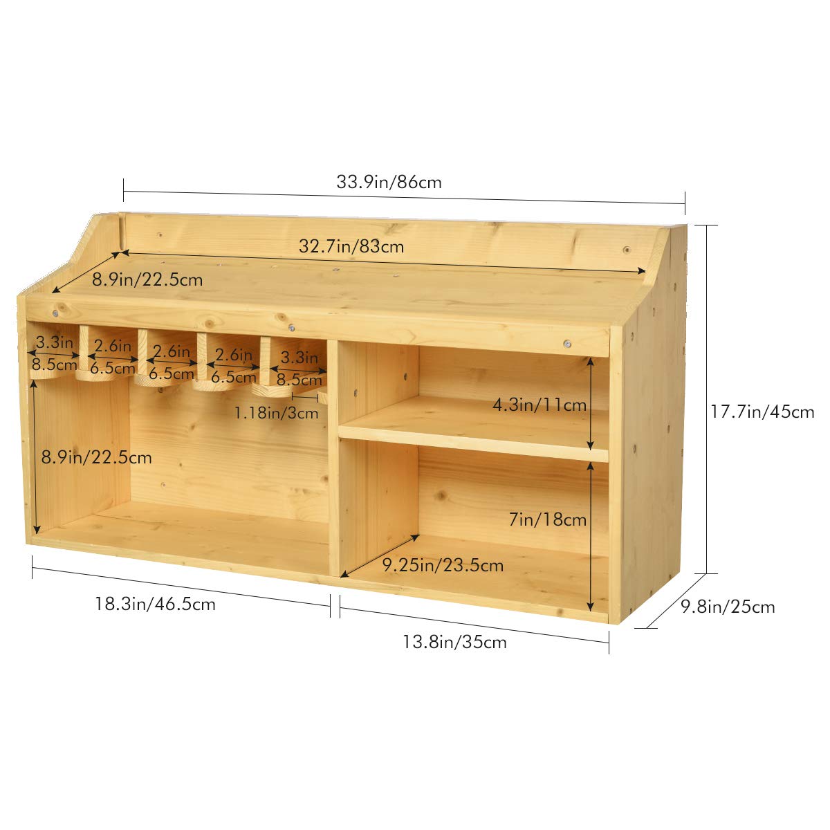 XCSOURCE Power Tool Organizers and Storage Cabinets, Wooden Drill Charging Station, 5 Slots Drill Holder Storage Racks Wall Mount with 3 Shelves for Work Bench, Wrench, Screwdriver, Drills