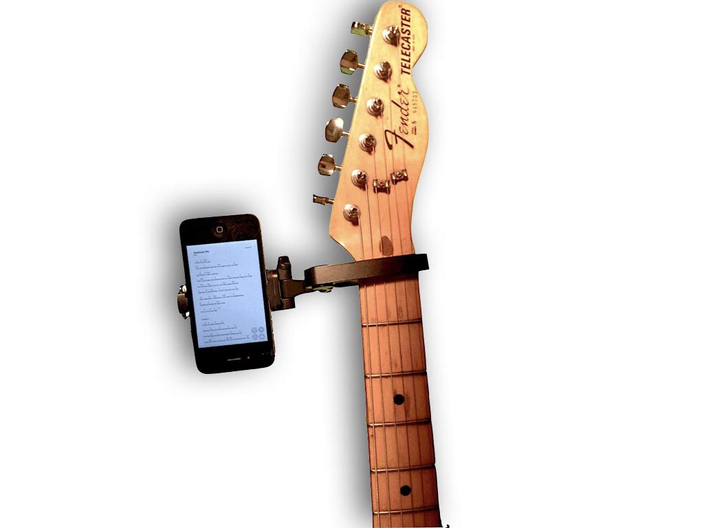 Smart-Po Smartphone Guitar Capo | Android and iPhone Compatible Dock Headstock Neck Clamp | Cell Phone Holder Aid Musicians | Electric or Acoustic Guitars