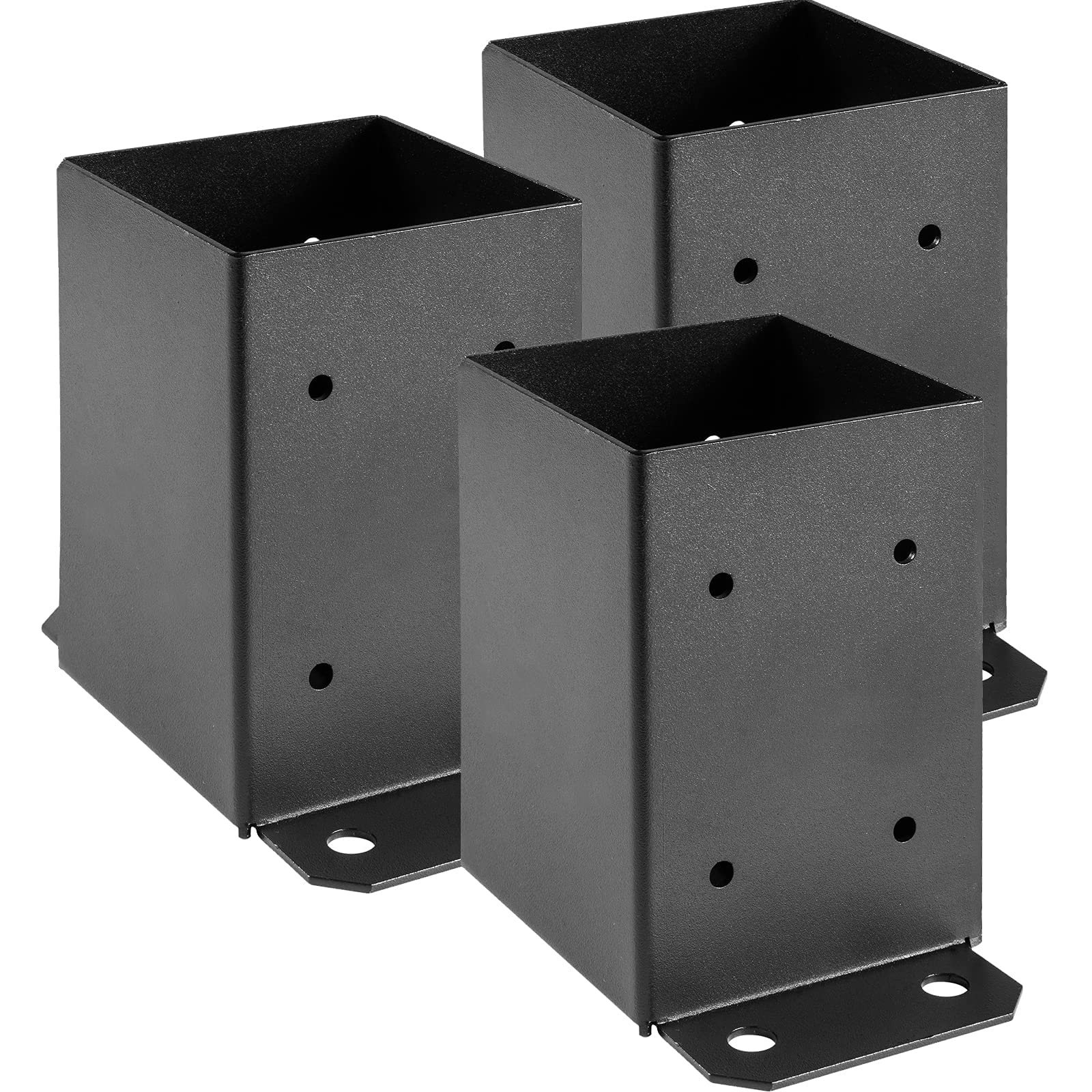 VEVOR 4 x 4 Post Base 3 PCs, Deck Post Base Inner Size 3.6 x 3.6 inch, Post Bracket 2.5 lbs Fence Post Anchor Black Powder-Coated Post Bracket with Thick Steel for Deck Supports Porch Railing