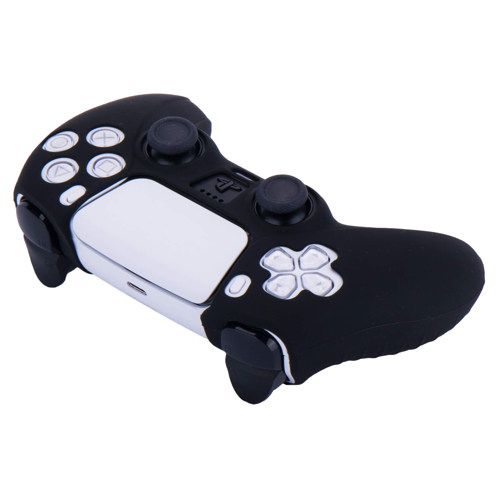 YoRHa Silicone Cover Skin Case for PS5 Controller x 1(Red) with Thumb Grips x 10