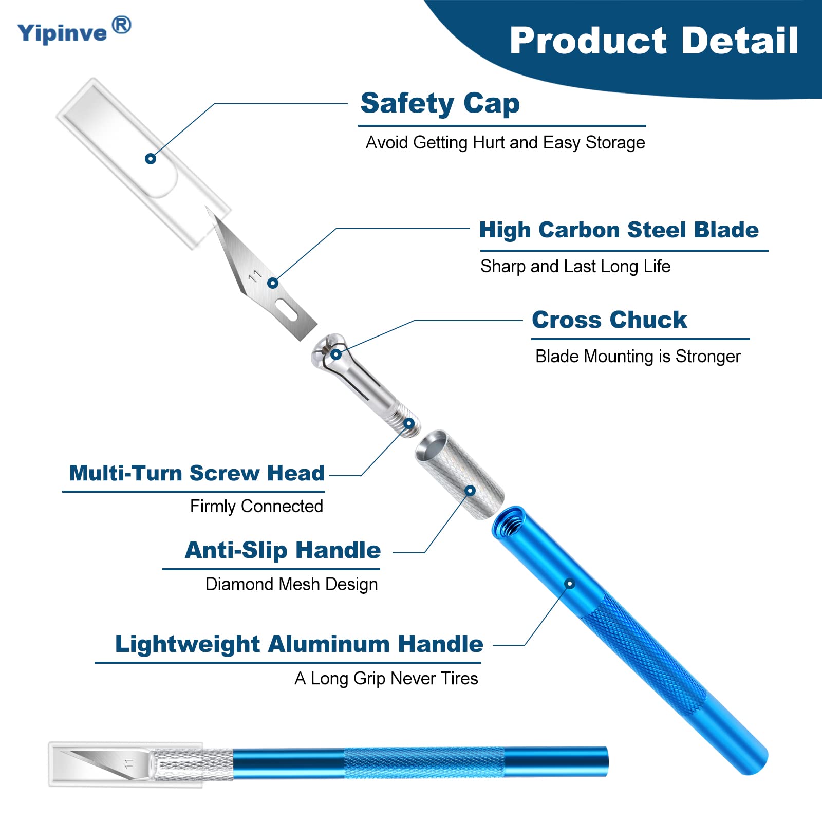 Yipinve Craft Knife Hobby Knife Exacto Knife with 20 PCS Spare Exacto Knife Blades Kit for DIY, Art, Cutting, Carving, Scrapbooking, Stencil