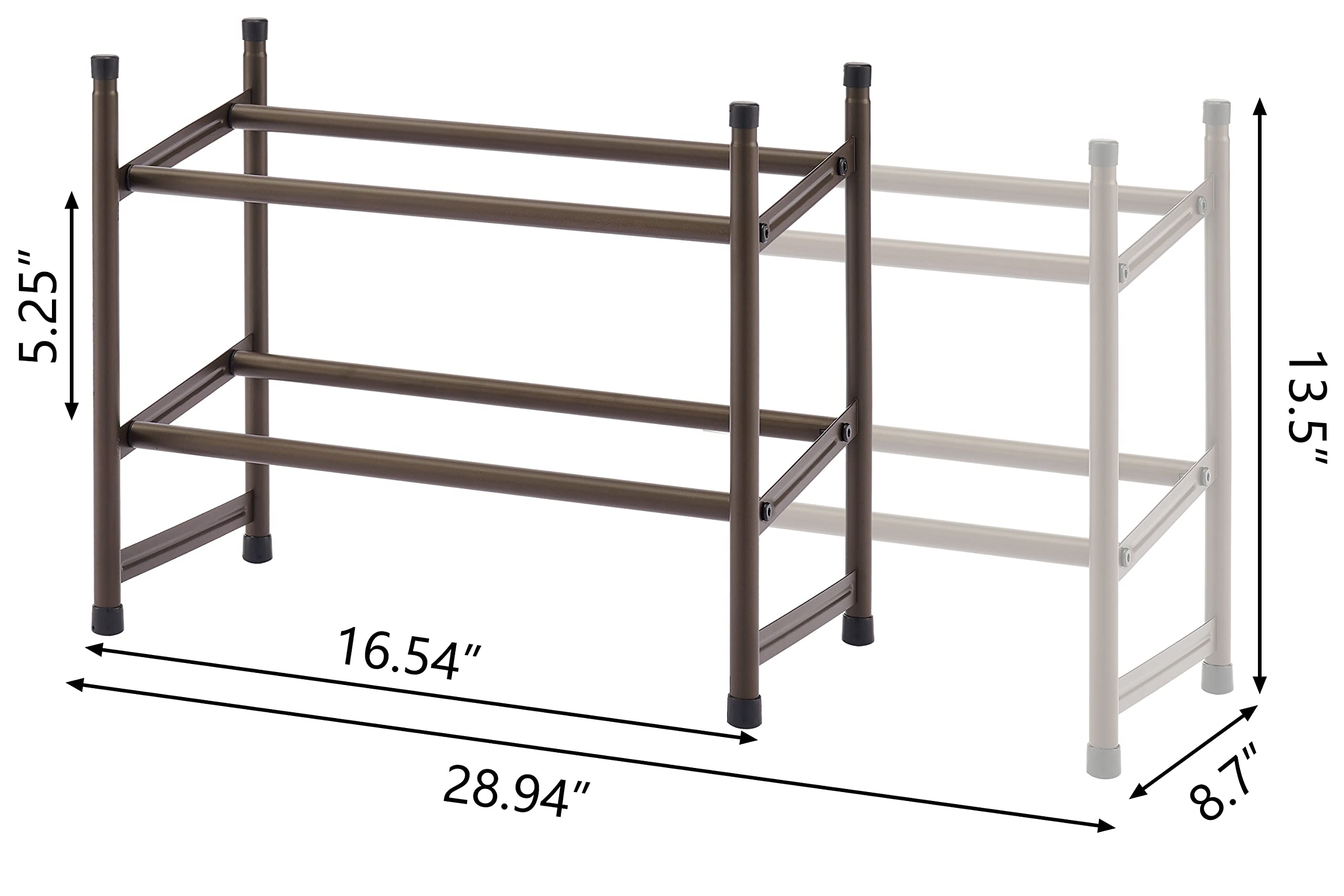 Tajsoon 2-Tier Stackable Shoe Rack Organizer, Expandable & Adjustable Metal Iron Shoes Storage for Entryway Doorway, Bronze