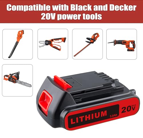 VANON 3.0Ah LBXR20 Replacement for Black and Decker 20V Lithium Battery Compatible with Black & Decker 20v Lithium Battery LB20 LBX20 LST220 LBXR2020-OPE LBXR20B-2 LB2X4020 Drill Cordless Tools 2Pack