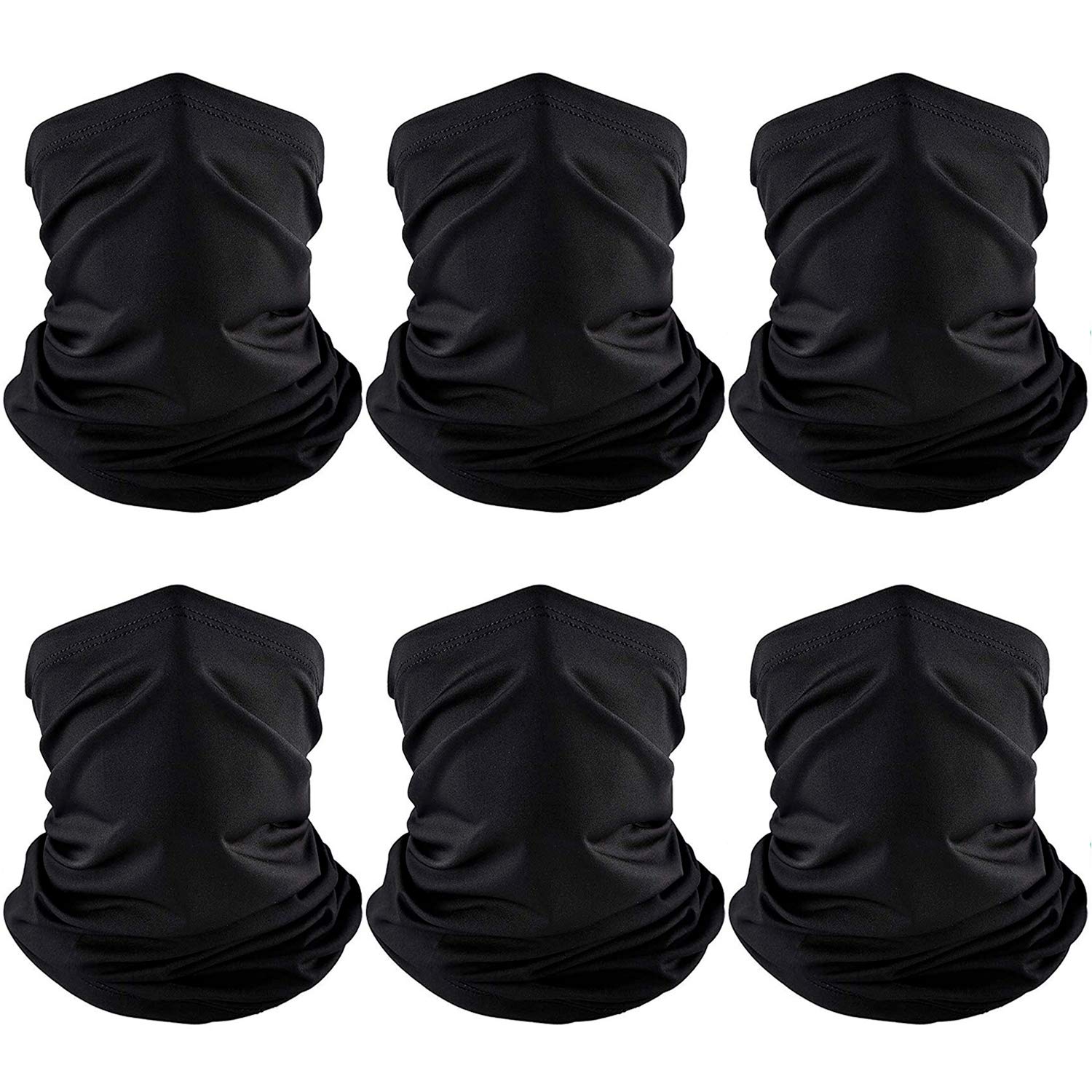 Summer Face Cover Scarf UV Protection Neck Gaiter Sunscreen Breathable Bandana (Black, 6)