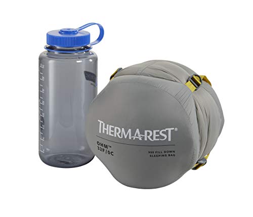 Therm-a-Rest Ohm 32F/0C Ultralight Down Camping Sleeping Bag, Regular, Larch