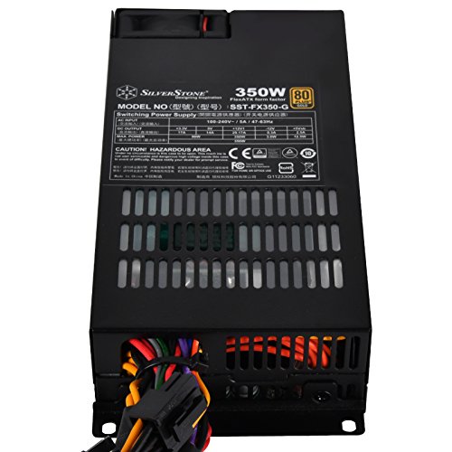 SilverStone Technology 350 Watt Flex ATX Power Supply with Fixed Cables and 80 Plus Gold with 6Pin PCIe Connector SST-FX350-G-USA, Black(Lead-Free Paint)