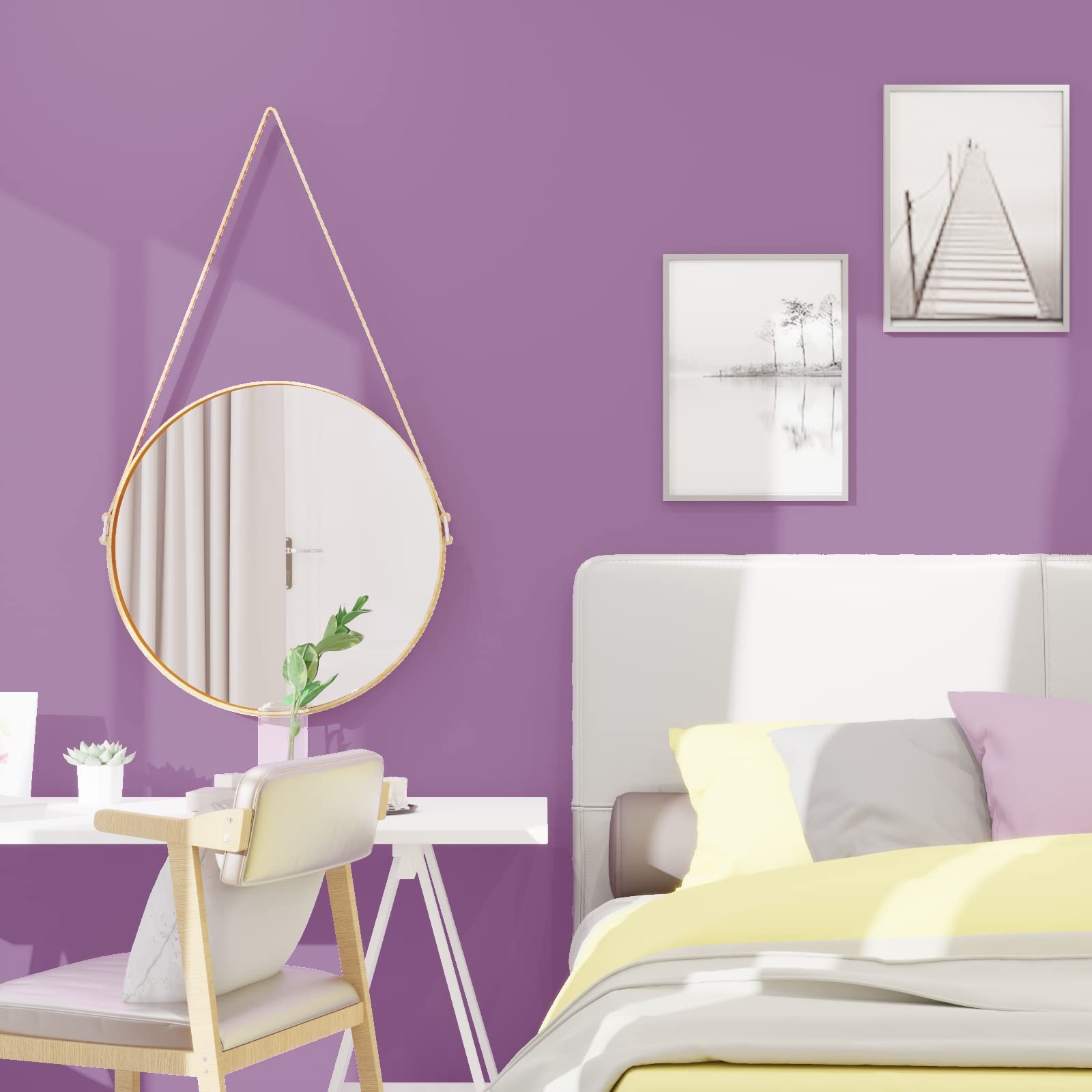 VIOPVERY Contact Paper 15.7"x393" Solid Light Purple Wallpaper Peel and Stick Wall Paper Waterproof Easily Removable Self-Adhesive Film Wall Covering for Kitchen Countertop and Cabinet Shelf