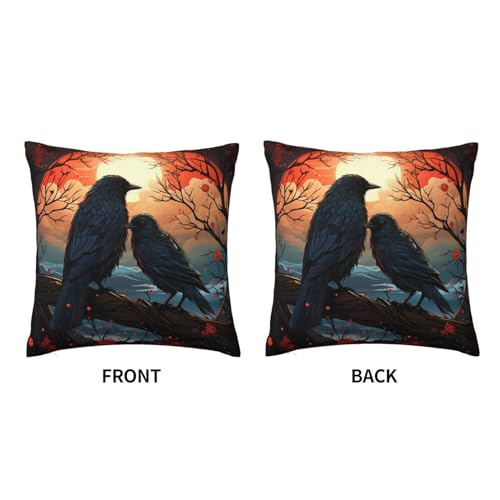Throw Pillow Case Decorative Pillowcase Square Cushion Covers Couch Sofa Car Bedroom 18x18 Inch - Raven Moon Cool