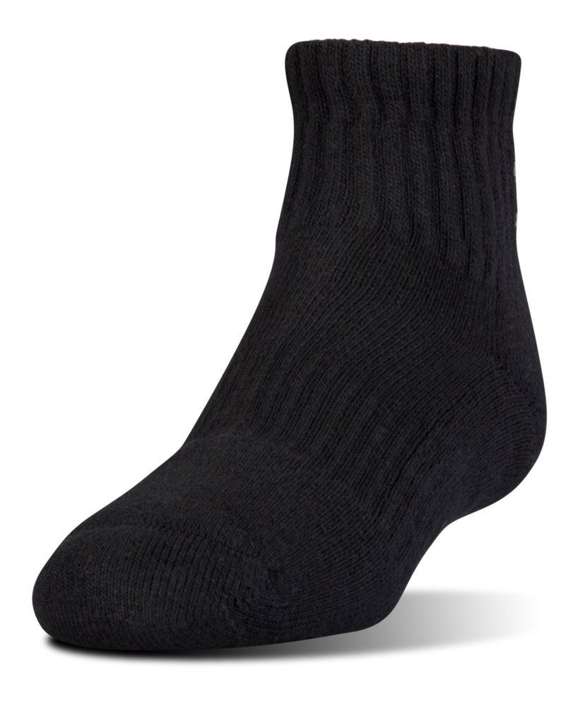 Under Armour Youth Cotton Quarter Socks, Multipairs, Black/Stealth Gray (6-Pairs), Small
