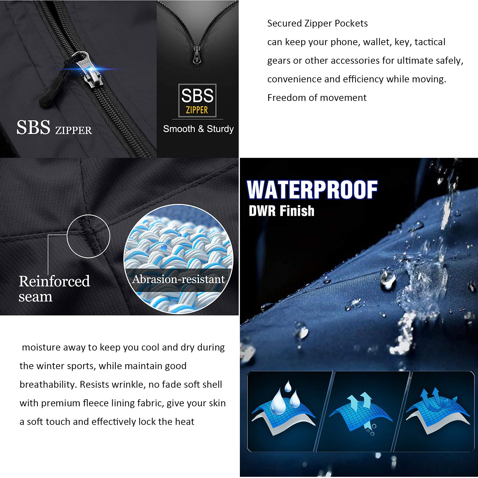 Women's Snow pants Hiking ski Waterproof Fleece Lined Outdoor Cargo Pants Softshell Winter Warm Pants with Zipper Pockets,209,Black,16