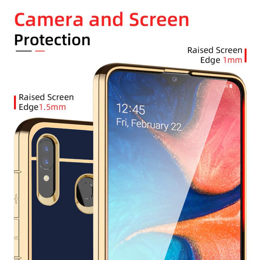 TabPow Samsung Galaxy A20 / A30 Case, Electroplate Slim Glossy Finish, Drop Protection, Shiny Luxury Case - Royal Blue Gold