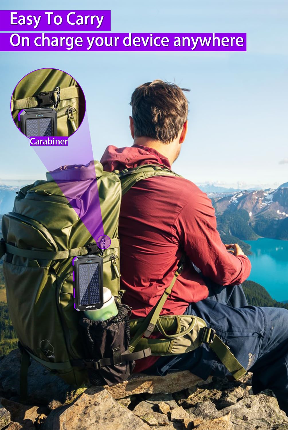 WONGKUO Solar Charger Power Bank - ๐ฎ๐ฌ๐ฎ๐ฐ ๐๐ฅ๐๐ง๐๐๐ 36,800mAh Portable Solar Phone Charger, QC3.0 Fast Charger with LED Flashlight, IP65 Waterproof Power Bank Perfect for Outdoor Camping Hiking