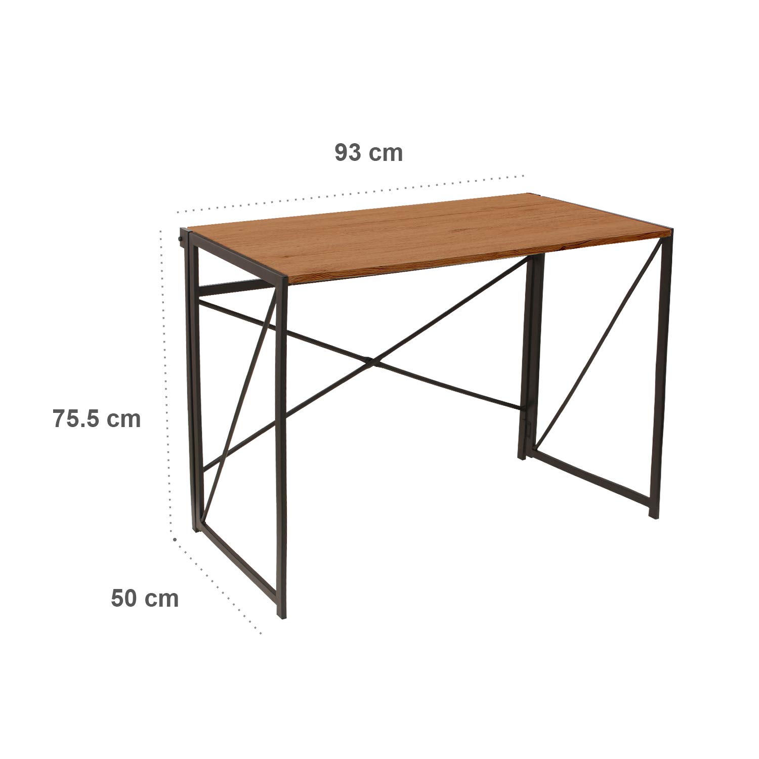 Todeco Folding Computer Desk, Home Office Desks 37" Writing Study Desk Modern Minimalist Industrial Work Table Laptop Desk for Bedroom, Living Room, Brown