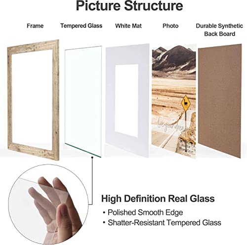 YOUNG POONG 11x14 Picture Frame Set of 2 Rustic Farmhouse Photo Frame with Tempered Glass for Wall and Tabletop Display
