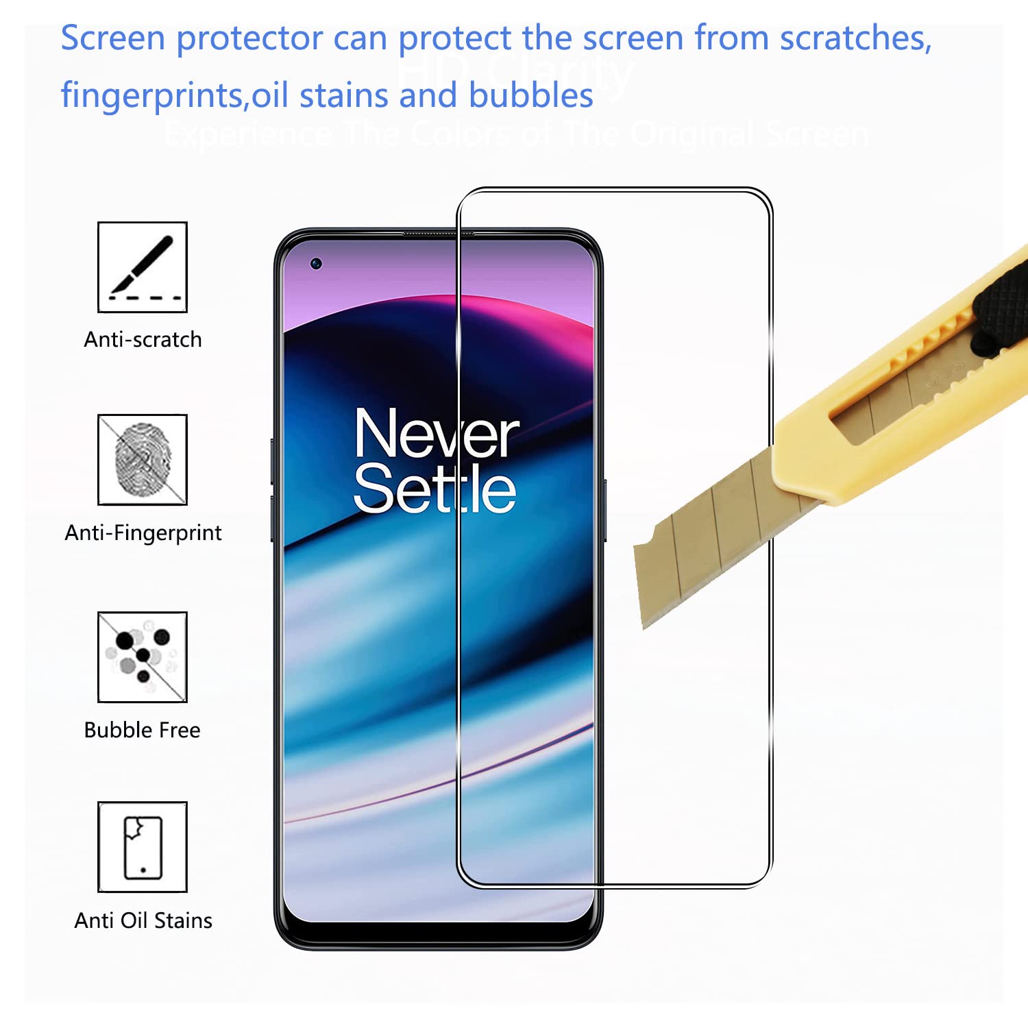 YIFNTANG [3 Pack] Tempered Glass Screen Protector for OnePlus Nord N20 5G,HD Clear,9H Hardness, Anti Scratch,Compatible with OnePlus Nord N20 5G