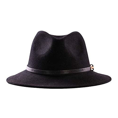 Womens Fedora Hats 100% Wool Wide Brim Felt Panama Sun Hats Vintage Trilby Cap with Buckle