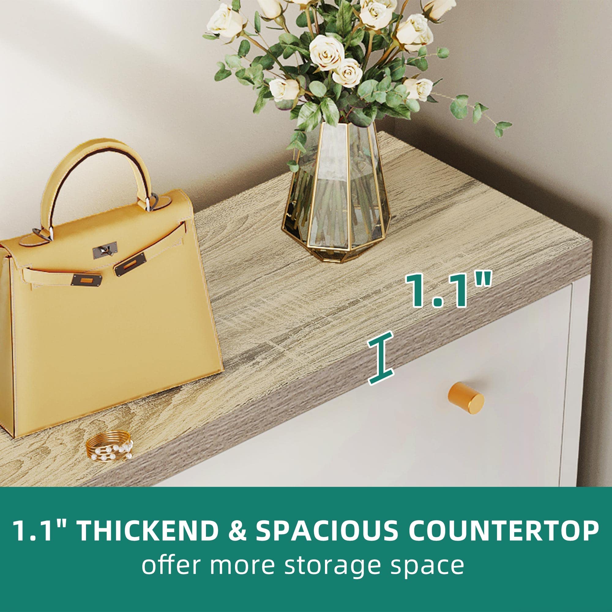 YITAHOME Shoe Cabinet with 3 Flip Drawers, Modern Shoe Storage Cabinet with Shoe Bench for Entryway, Freestanding Hidden Shoe Rack Storage Organizer with Gold Metal Handle, Living Room, White