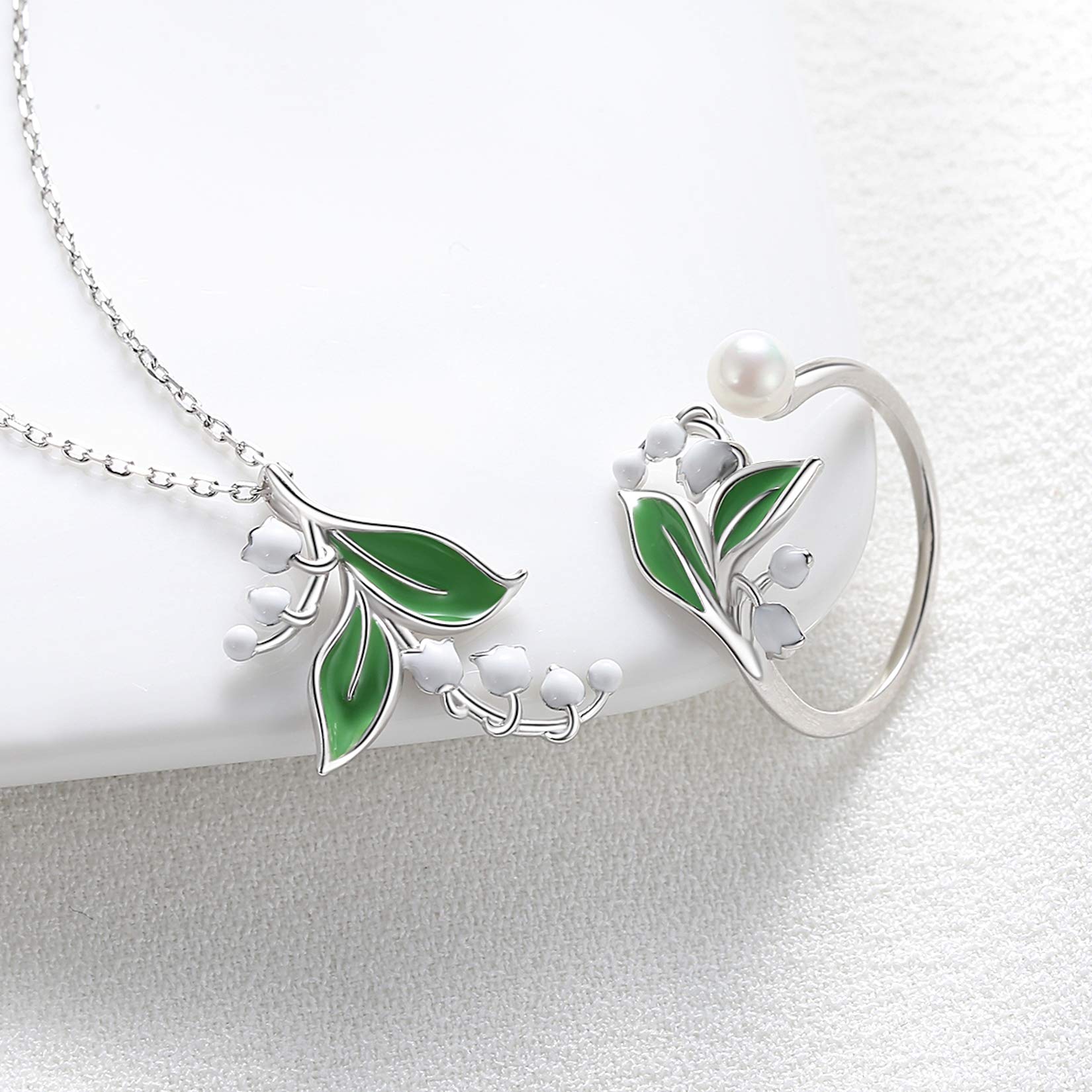 VIKI LYNN 925 Sterling Silver Lily of The Valley Flower Open Ring Wedding Engegament Ring for Women