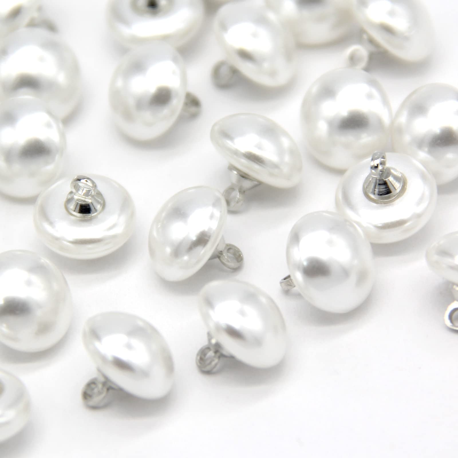 USOSOU 10mm Mushroom Semicircle Pearl Buttons, White Faux Pearl Buttons for Sewing, Shirts, Skirts, Wedding Dresses, Jewelry Decorations, DIY Crafts (40pcs 10mm(0.394inch))