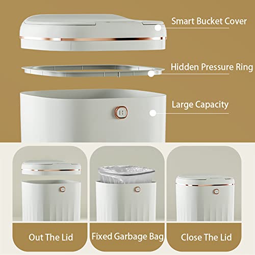 Touchless Bathroom Trash Can with Lid, 4.7 Gallon Automatic Garbage Can, Square Plastic Trash Bin Waterproof Motion Sensor Wastebasket for Living Room, Bedroom, Office, Kitchen, Black (No Battery)