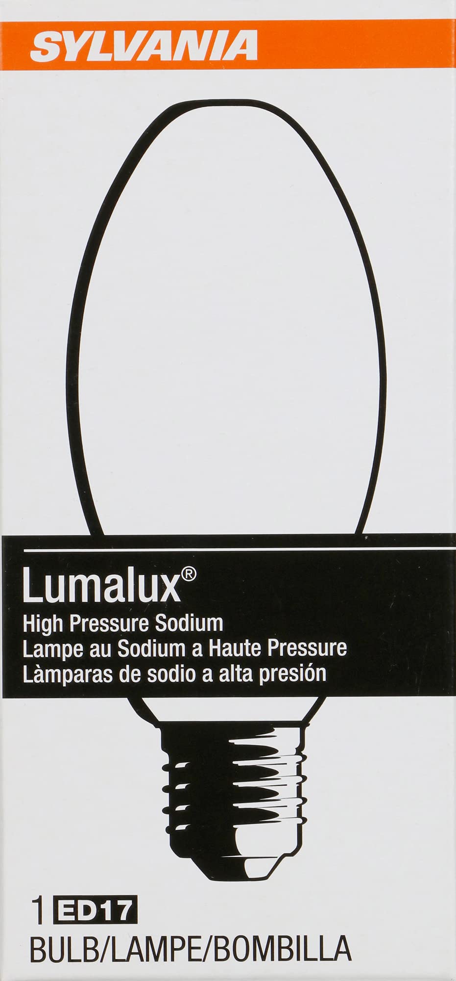 SYLVANIA Lumalux High Pressure Sodium HID Light Bulb, ED17 70W, Medium Base, 4000 Lumens, 1900K, Clear - 1 Pack (67504)