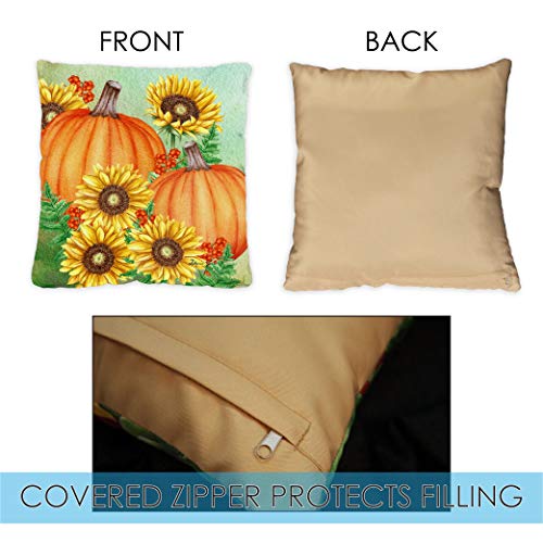Toland Home Garden Pumpkins And Sunflowers 18 x 18 Inch Indoor, Pillow, Case (2-Pack)