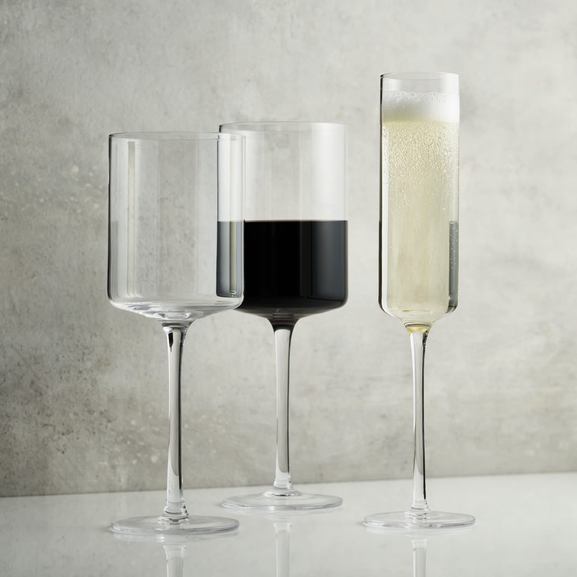 Viski Laurel Red Wine Glasses, Crystal Stemmed Tumblers Glassware for Wine or Cocktails, Top Rack Dishwasher Safe, 18 Oz, Set of 2