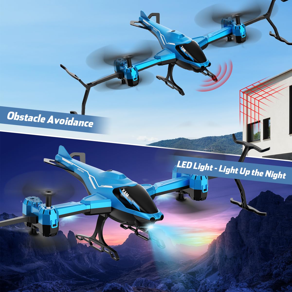 VATOS RC Helicopter 2.4G, All in 1 Remote Control Helicopter Super Function 360° Flip, Obstacle Avoidance, Altitude Hold, One Key take Off/Landing, RC Plane Toy Gifts for Kids Adults