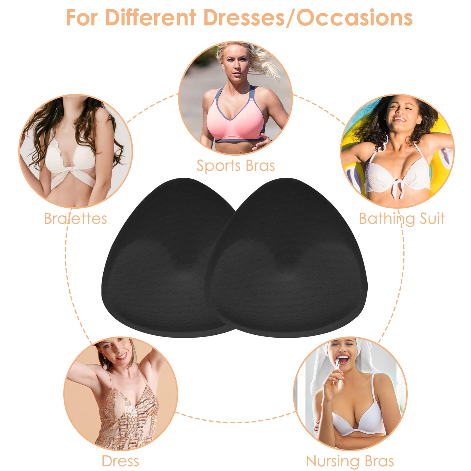 WLLHYF 1 Pairs Triangle Bra Pads Inserts, Breathable Bra Inserts Skin Color Removable Breast Padding Soft and Comfortable Breast Enhancers Bra Pads for Women Girls Bra Any Cup Cover