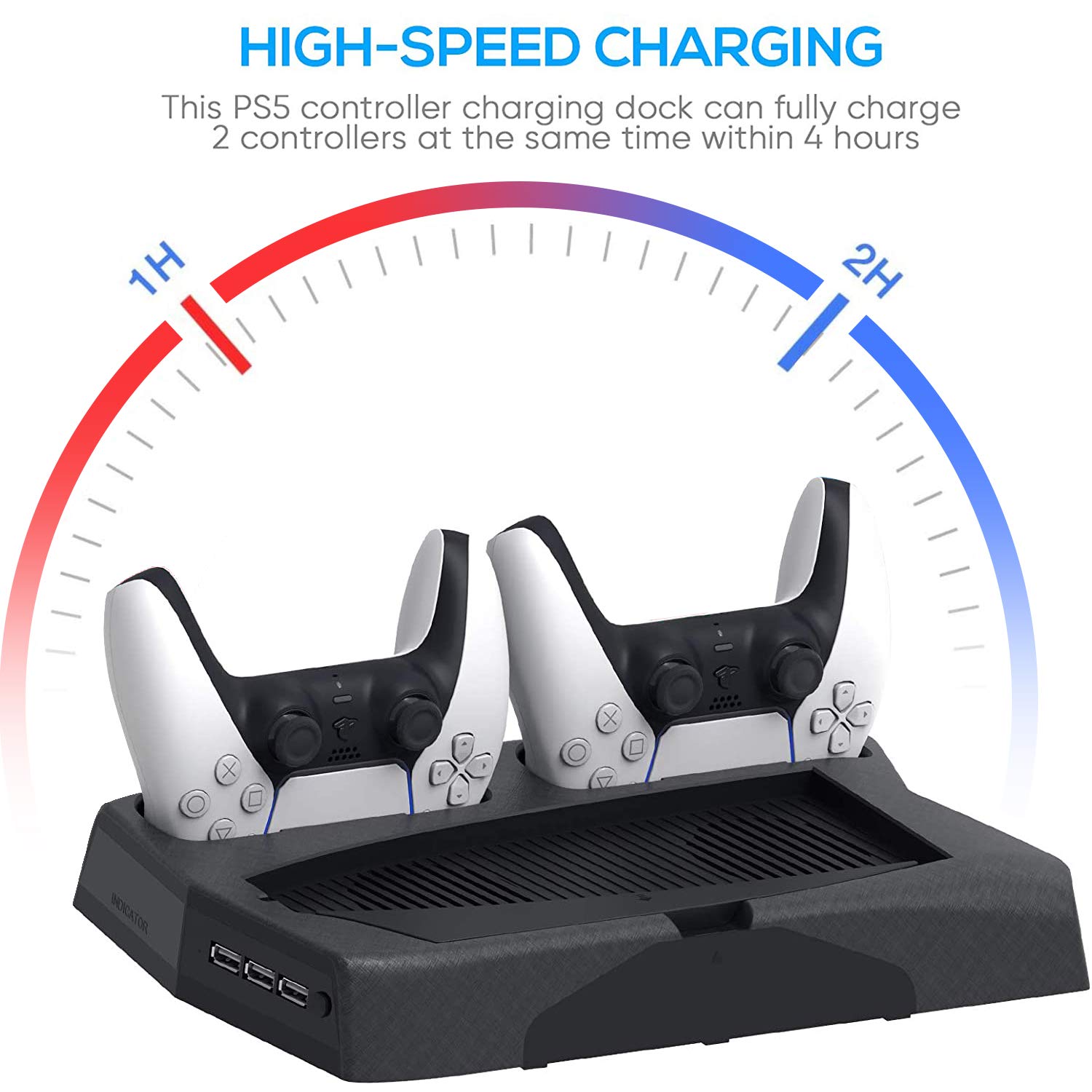 Vinonda Vertical Stand Cooling Fan Station with 14 Retractable Game Slots & Dual Controller Charging Dock & Organizer USB Ports & LED Indicators PS5 Stand for Playstation 5 Digital Edition/Ultra HD