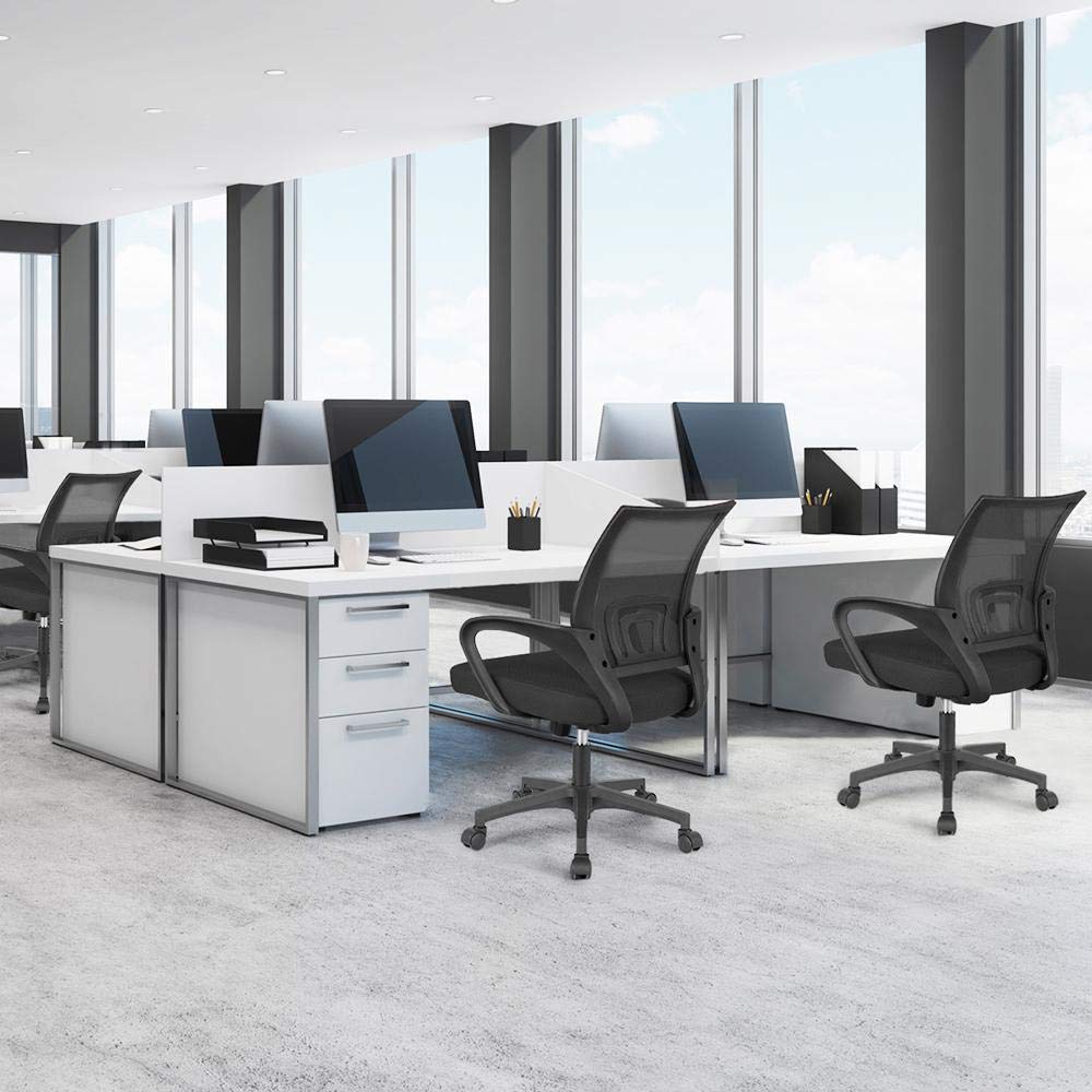 Yaheetech Office Chair Ergonomic Desk Chair Mid-Back Big Cheap Computer Chair Mesh Swivel Chair with Lumbar Support