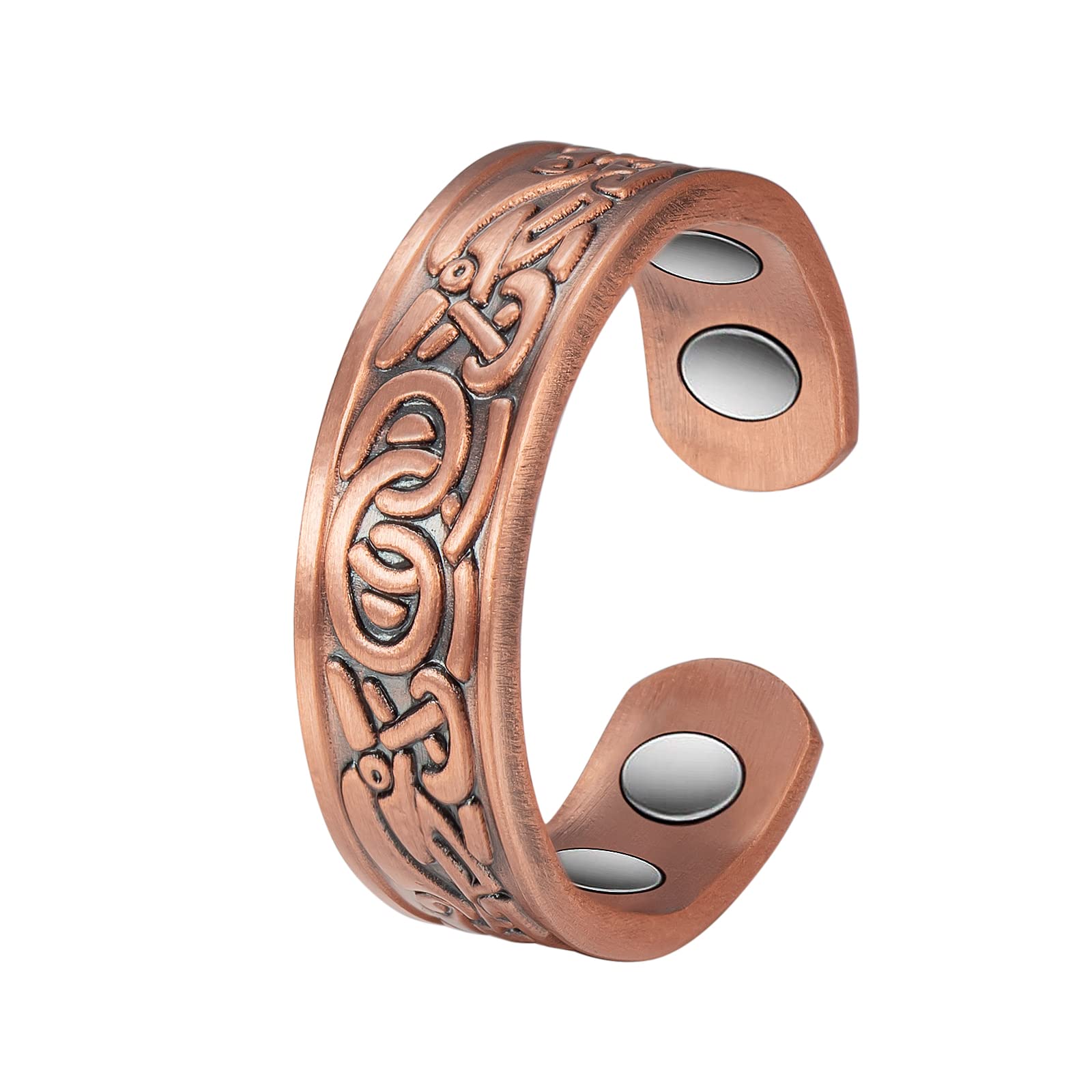 Wollet 99.9% Pure Copper Magnetic Ring for Women Men, Copper Rings with Magnets Adjustable Copper Ring Jewelry Gift
