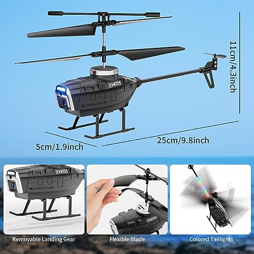 VATOS Remote Control Helicopter Obstacle Avoidance with Camera,2.4GHz 3.5CH RC Helicopter with LED Lights,Support One-Key Take Off Landing,Altitude Hold,Gyroscope,WiFi FPV Live Video for Beginners
