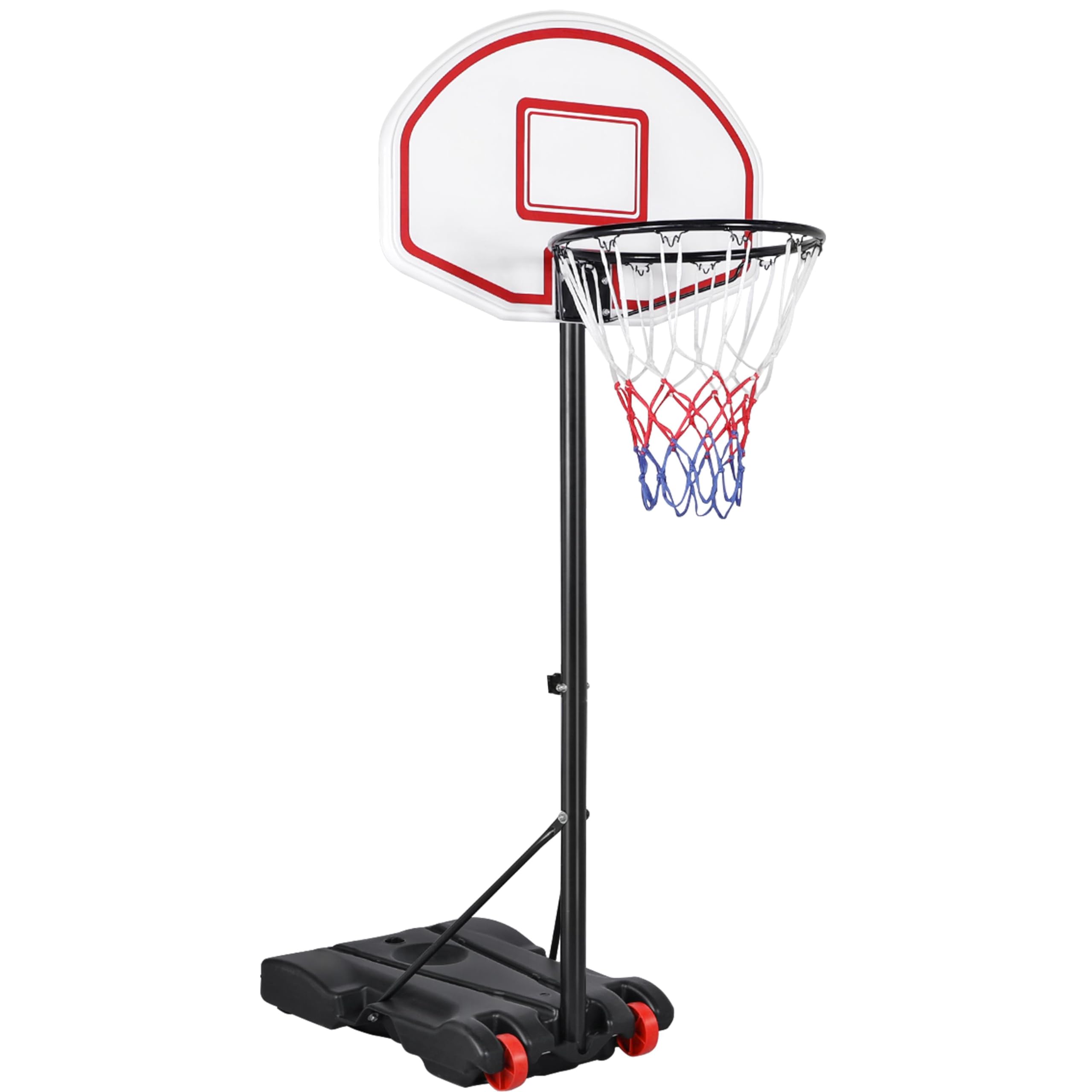 Yaheetech Portable Basketball Hoop Stand Backboard System Height Adjustable 5.2-7 ft Basketball Goal Indoor Outdoor with Wheels Red