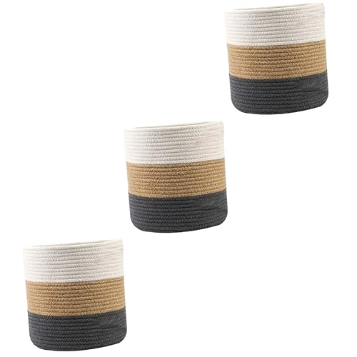 TOYANDONA 3 Pcs Cotton Rope Storage Basket Portable Storage Basket for Storage Toys Storage Basket Cotton Rope Material Woven Storage Basket Natural Home Decor Woven Hamper Woven Flower Pot