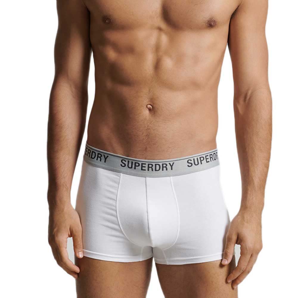 Superdry Mens Organic Cotton Trunk Triple Pack, Elasticated Waistband Optic Mix Size M