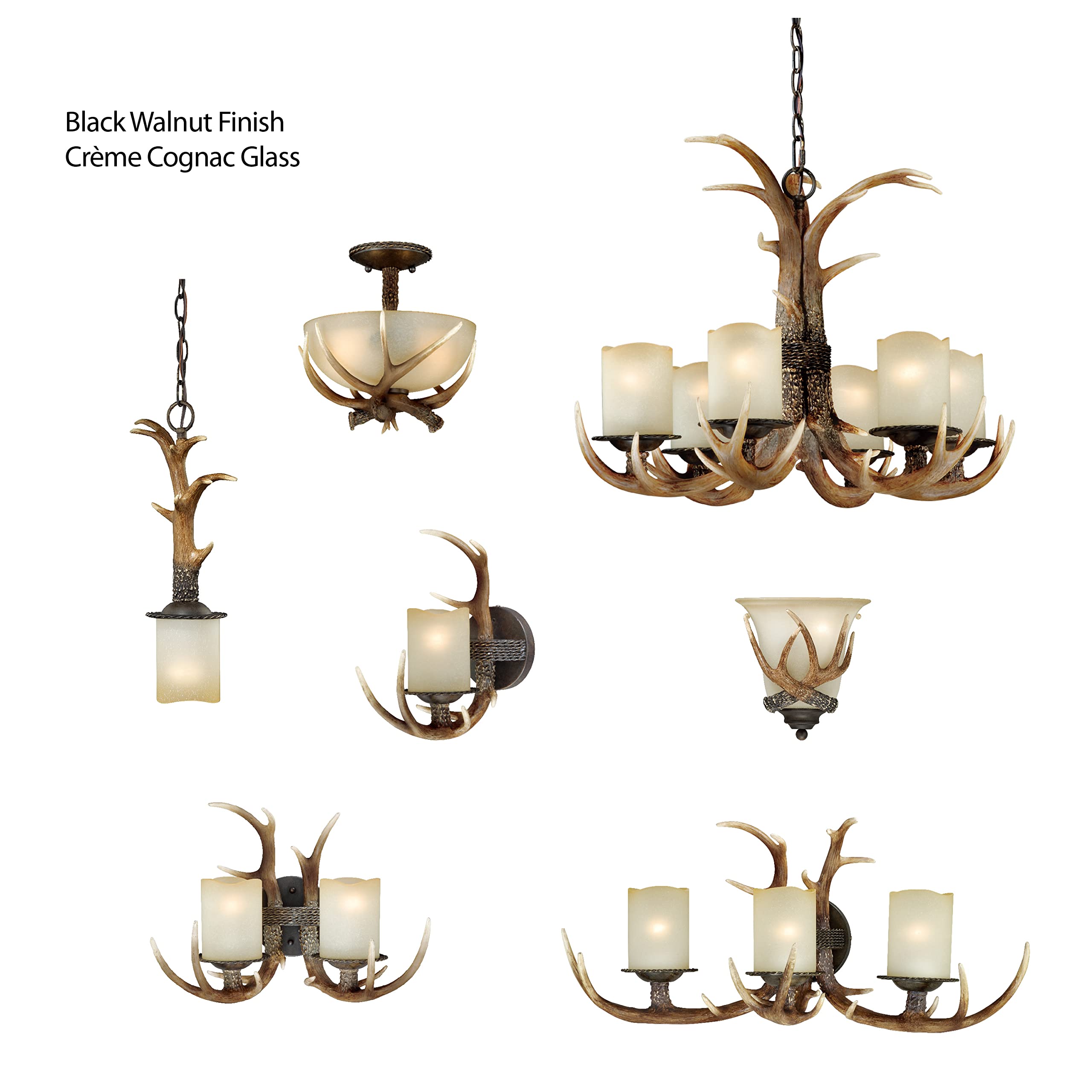 VAXCEL Yoho 1 Light Bronze Rustic Antler Flush Wall Sconce Cream Glass