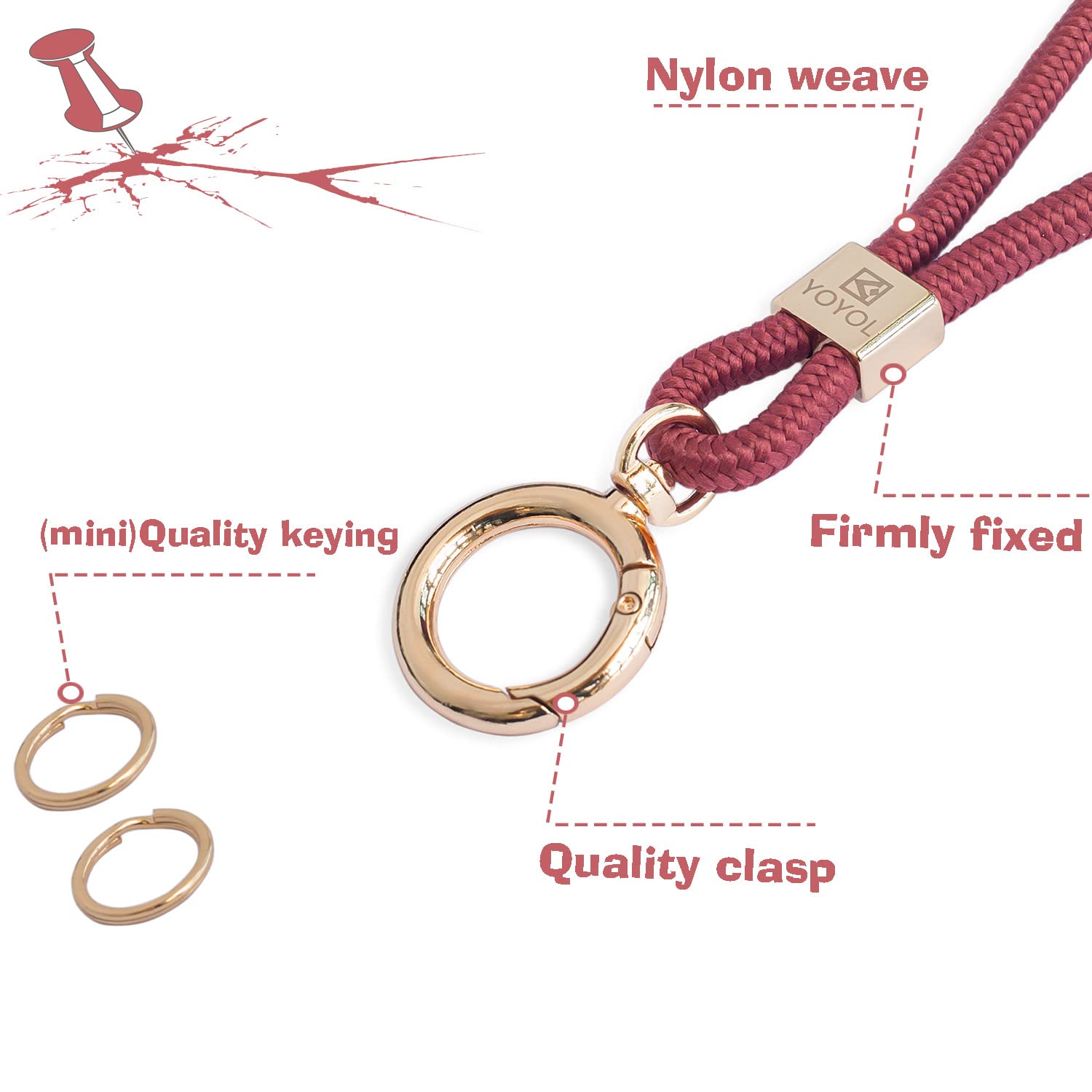YOYOL Keyring, Lanyard, Keychain Clip, Finger Strap, Key Chain Holder,Car Keychain Holder for Women Men