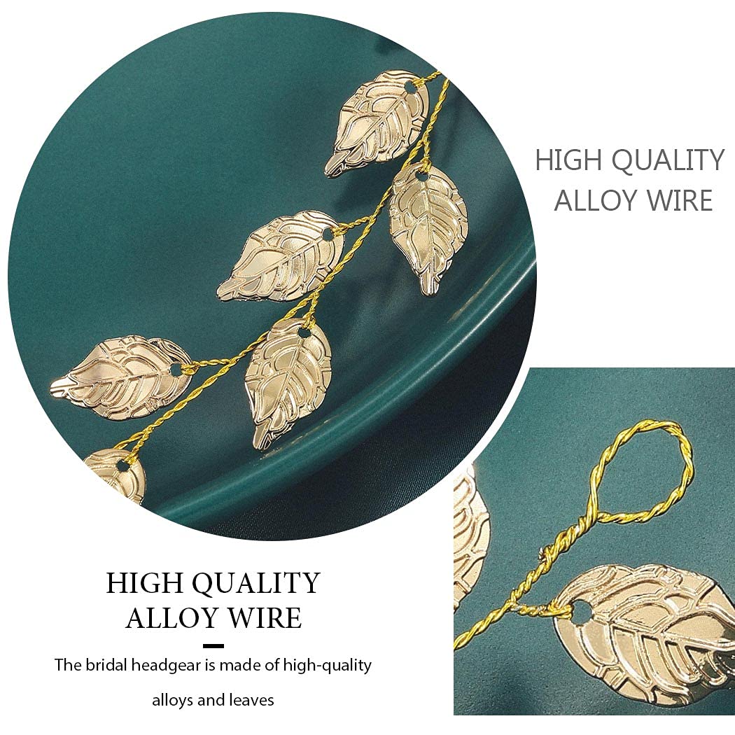 Yean Wedding Headband Gold Leaf Bridal Headpieces for Bridesmaid and Flowergirls (15.7 Inches) (Gold)