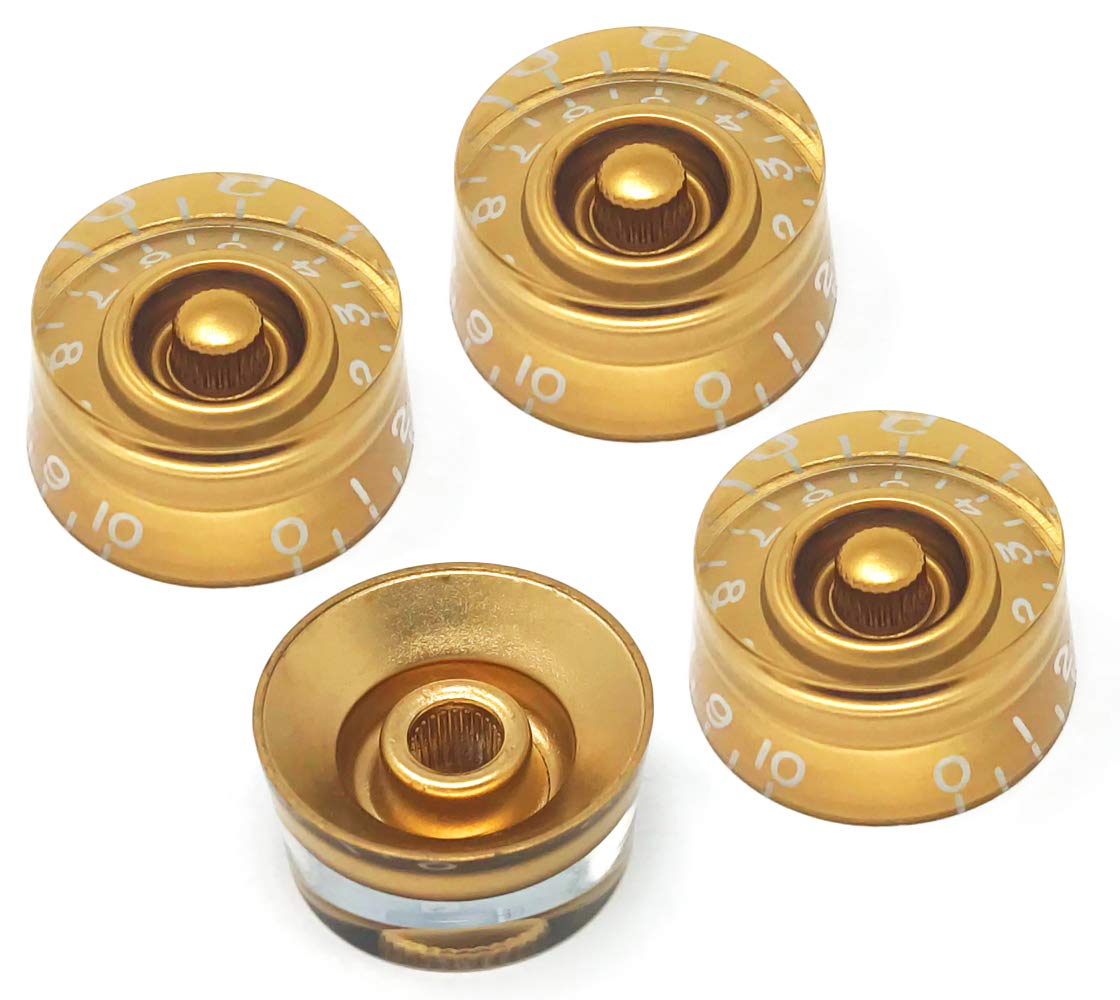 Vintage Forge Gold Speed Knobs Compatible with USA Les Paul SG Electric Guitar (Set of 4) Fits 24 Fine-Spline USA (Imperial) Split Shaft Pots Recessed RS24US-GLD4