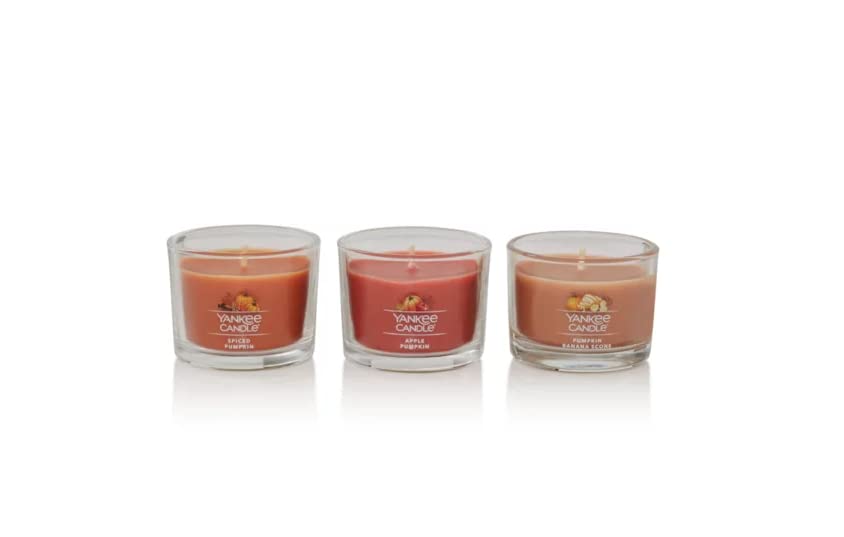 Yankee Candle Pumpkin Season Gift Set 3 Mini Candles - Spiced Pumpkin, Apple Pumpkin, and Pumpkin Banana Scone